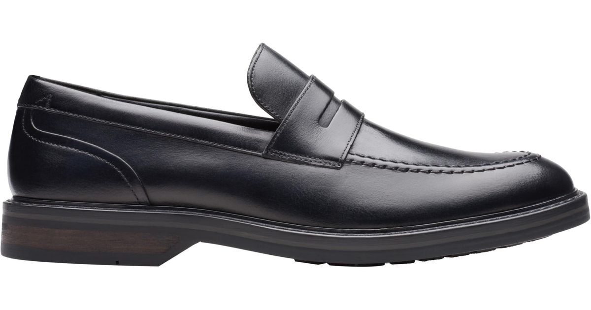 Clarks Aldwin Step Loafer Leather Shoes in Black for Men | Lyst UK