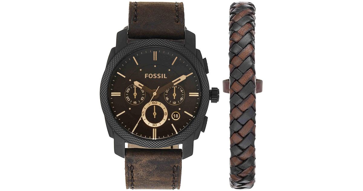 Fossil Machine Quartz Stainless Steel Chronograph Watch And Bracelet ...
