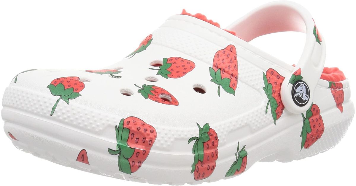 Crocs™ Classic Lined Vacay Vibes Clog White Strawberry Croslite in ...