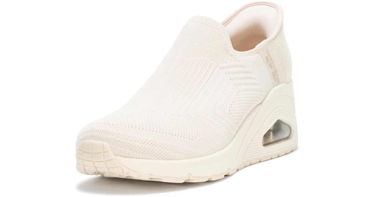 Skechers Uno Wedge-kickin' Knit Hands Free Slip-ins Sneaker in Natural ...