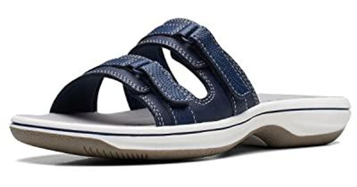 Clarks Breeze Piper Slide Sandal in Blue | Lyst