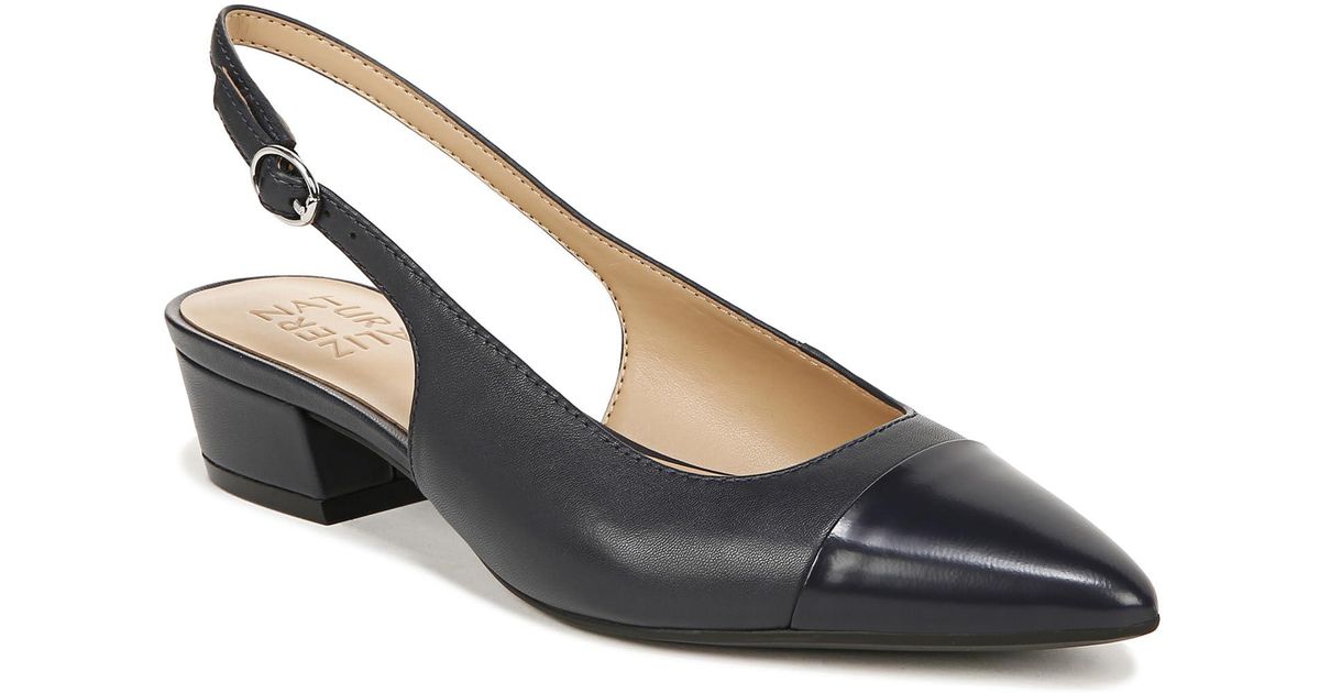 Naturalizer S Banks Slingback Pointed Toe Pump French Navy Blue Leather ...