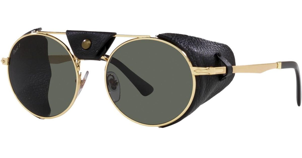 Persol Leather Po2496sz Round Sunglasses In Black Save 6 Lyst