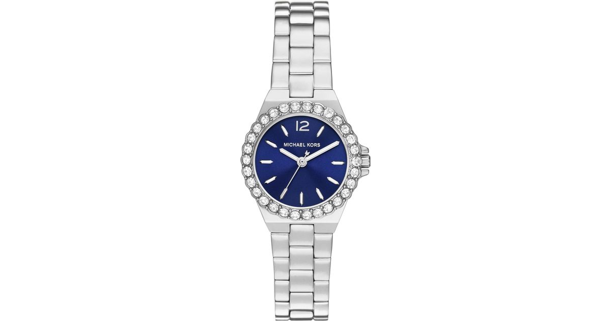 Michael Kors Mini Lennox Pavé Silver-tone Watch in Blue | Lyst UK