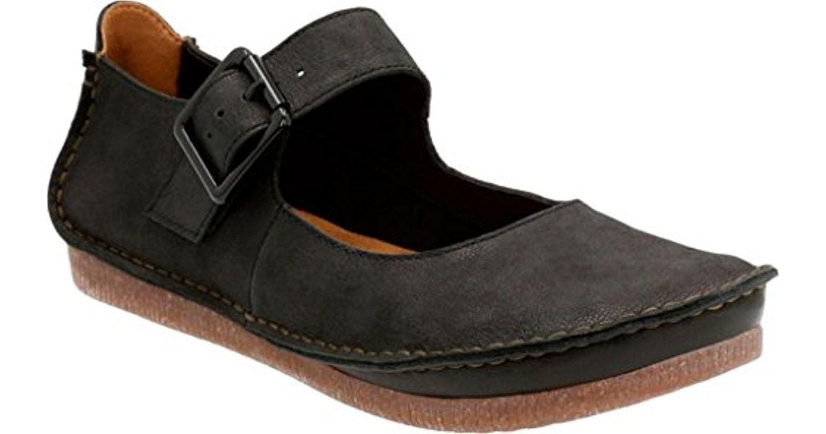 Clarks Janey June Mary Jane Flat in Black | Lyst