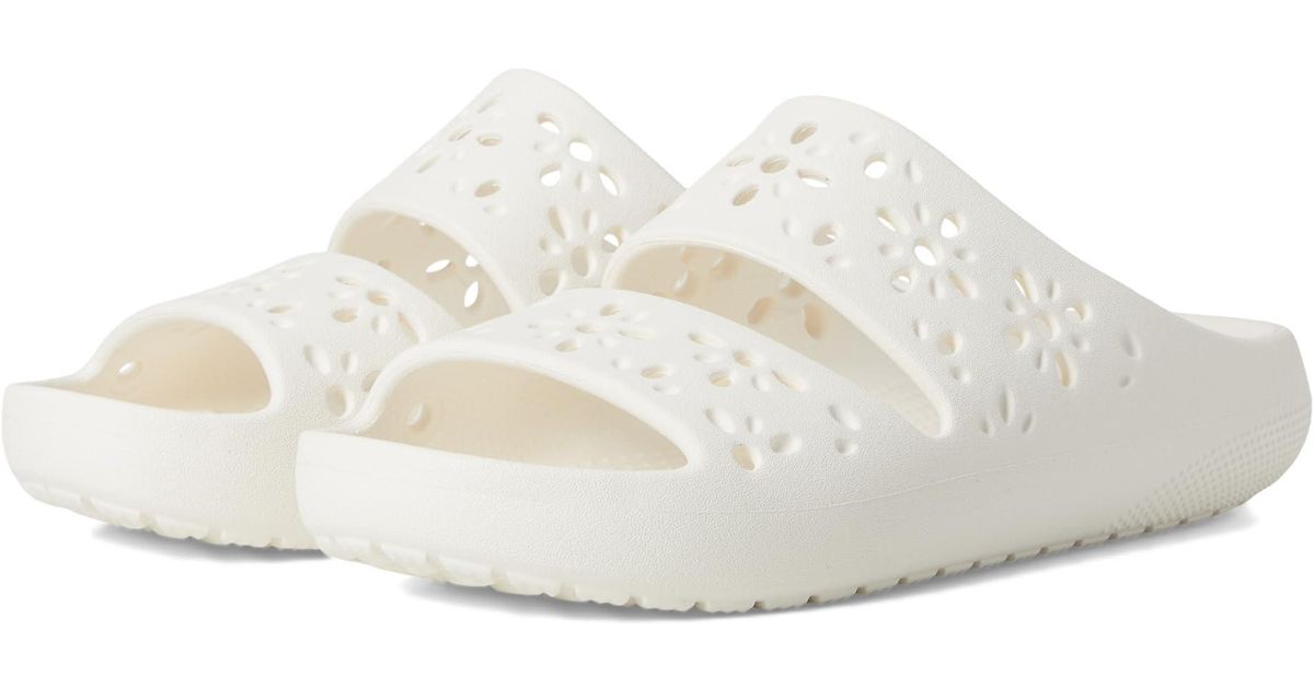 Crocs™ Adult Classic Sandals 2.0 With Floral Cutout Design Slide in White | Lyst UK
