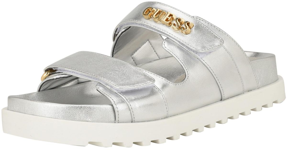 Guess Fabulon Sandals, Leather/Synthetic in Metallic | Lyst
