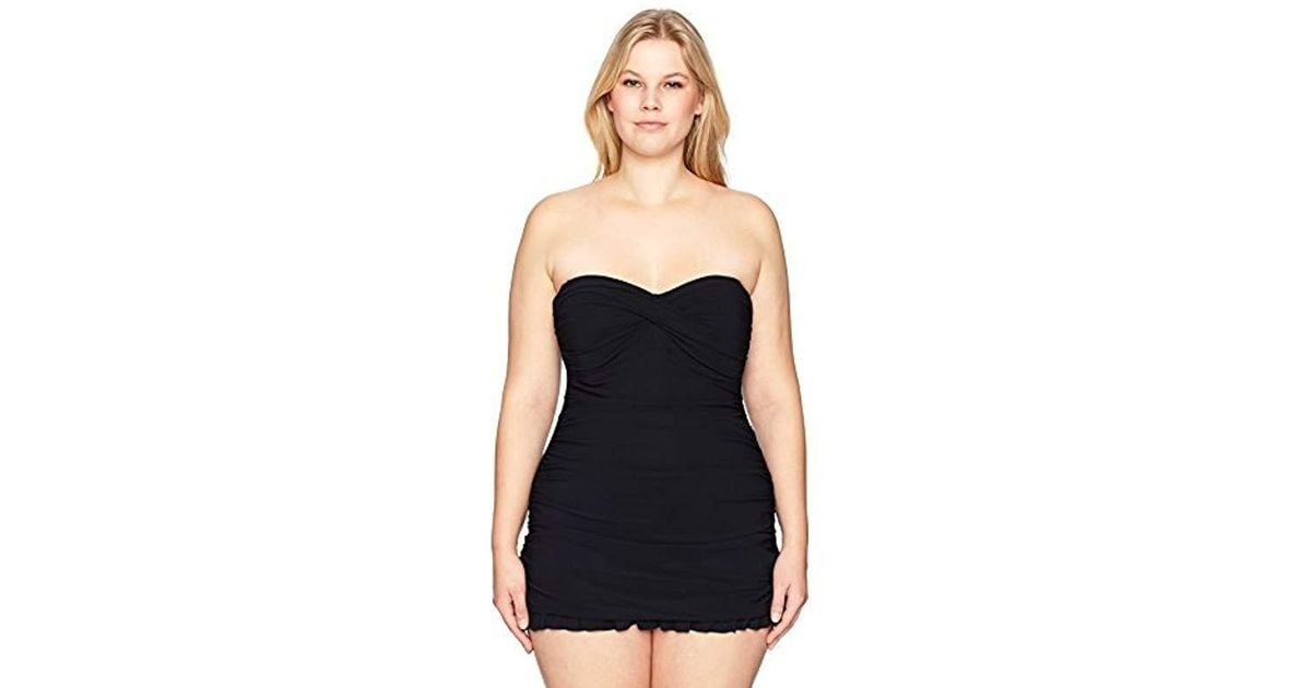 Gottex Plus Size Classic Bandeau Swimdress One Piece Swimsuit In Black
