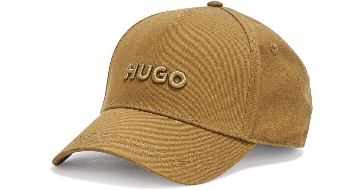 HUGO Big Logo Cotton Baseball Hat Cap in Natural for Men | Lyst UK