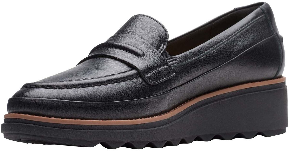 Clarks Sharon Aster Penny Loafer in Black | Lyst UK