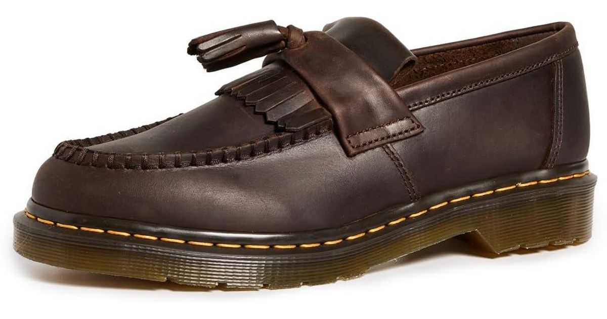 Dr. Martens Adrian Dark Brown Crazy Horse Loafers | Lyst UK