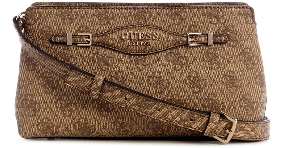 Guess Katya Crossbody Top Zip in Brown | Lyst