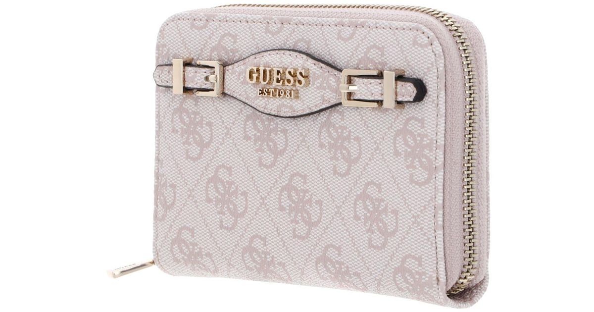Guess Katya Slg Medium Zip Around Wallet Rose Water Logo Dusky Pink in Black | Lyst UK