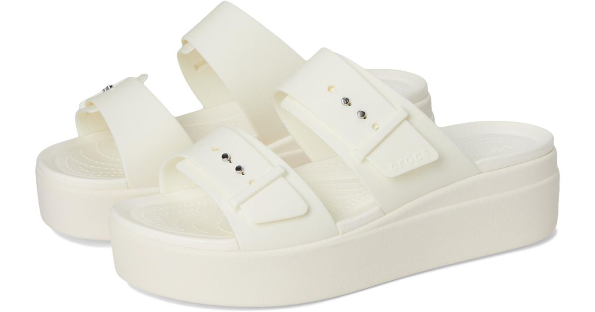 Crocs™ Sandal,brooklyn Buckle Low Wedge,chalk,5 Uk in White | Lyst