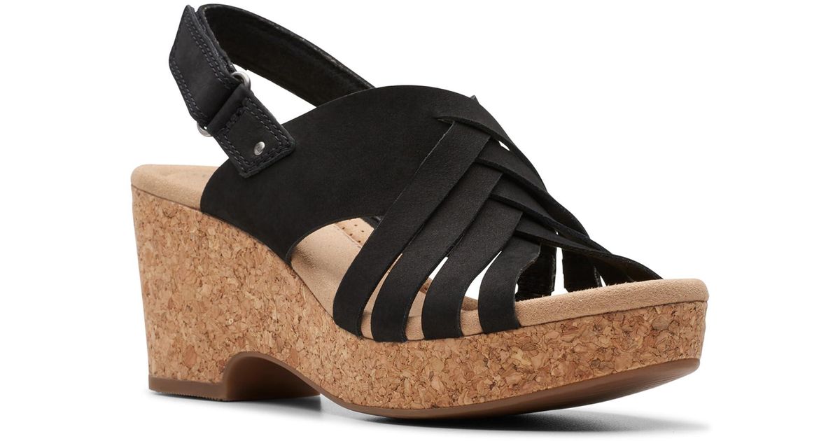 Clarks S's Giselle Ivy Wedge Sandal in Black | Lyst UK
