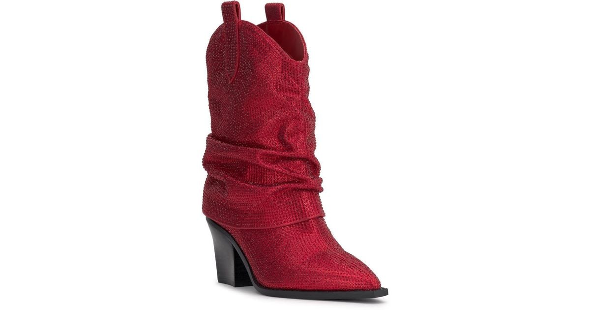 Jessica Simpson Padded Insole Pointed Toe Booties in Red | Lyst