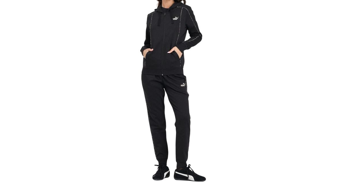 PUMA Essential Animal Hooded Tracksuit in Black | Lyst UK