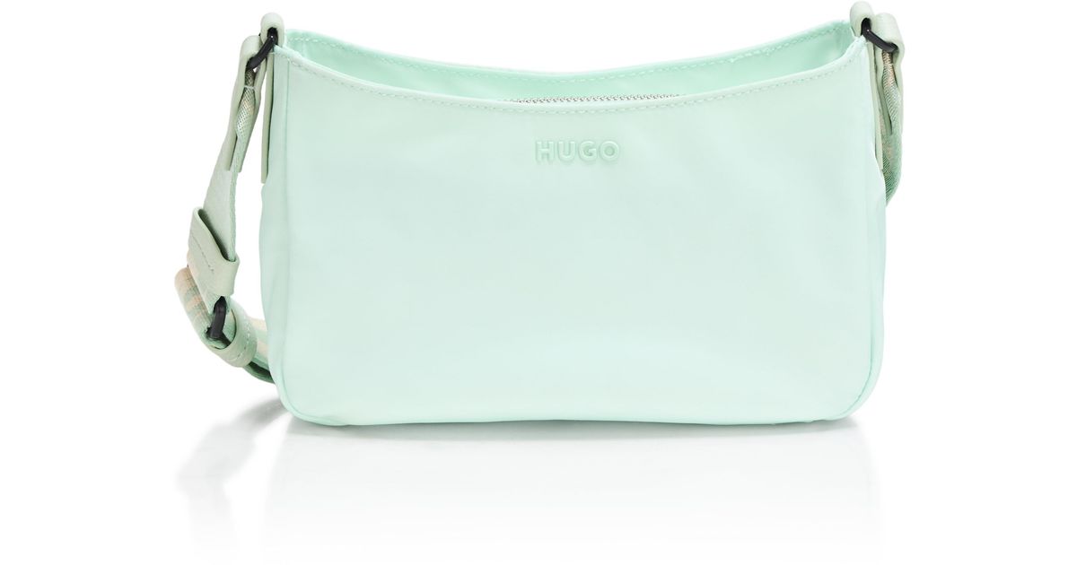 HUGO Bel Logo Strap Small Hobo Bag in Green | Lyst UK