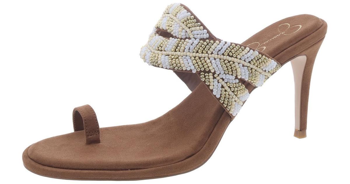 Jessica Simpson S Rixei Beaded Faux Suede Heels Brown 11 Medium | Lyst