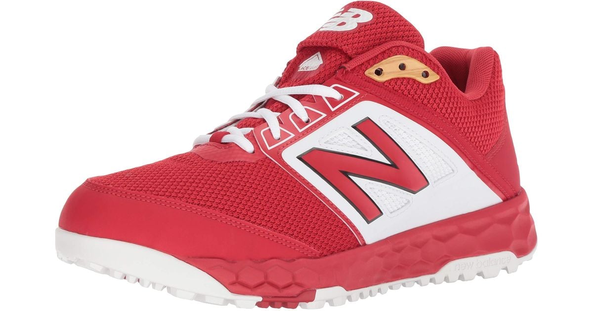 New Balance Rubber 3000 V4 Turf Baseball Shoe in Red/White (Red) for ...