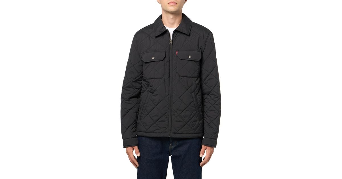 Levi's Diamond Quilted Laydown Collar Jacket in Black for Men | Lyst UK