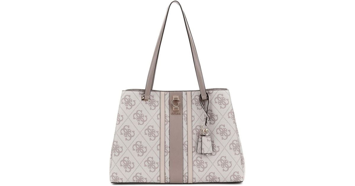 Guess Erenia Tote Bag Dark Taupe Logo Taupe Taupe in Grey | Lyst UK
