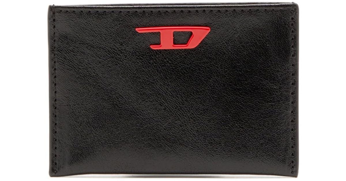 DIESEL Leather Bi-Fold Wallet With D Plaque in Black for Men | Lyst UK