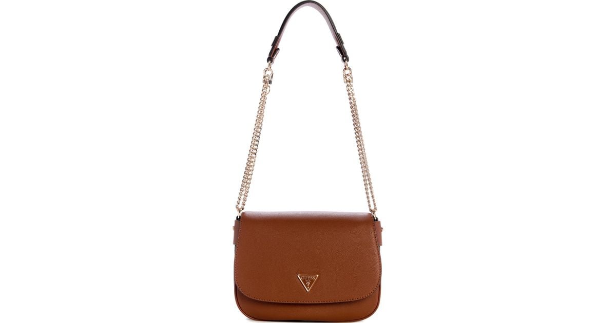 Guess Fedora Flap Shoulder Bag in Brown | Lyst