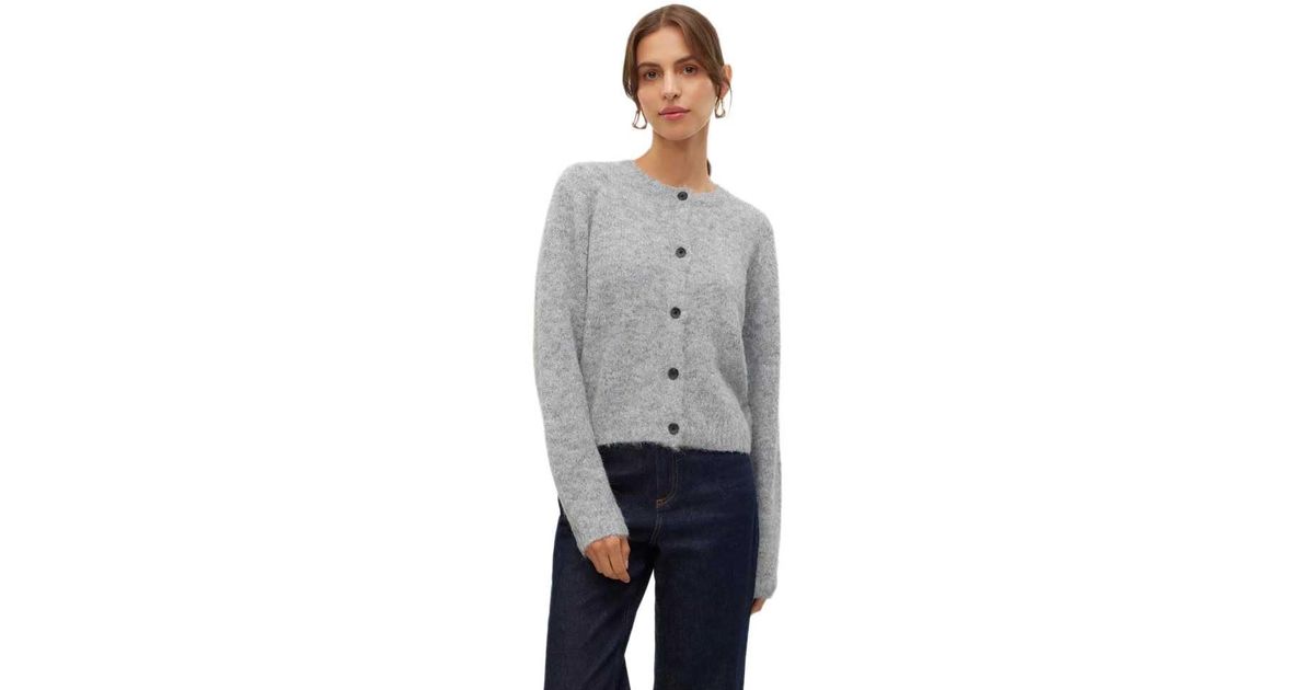 Vero Moda Female Cardigan Vmnovah Cardigan in Grey | Lyst UK