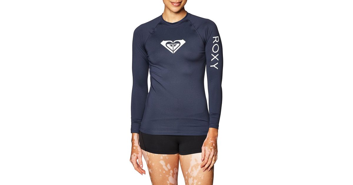 Roxy Whole Hearted Long Sleeve Upf 50 Rashguard Bikini Tops in Blue | Lyst