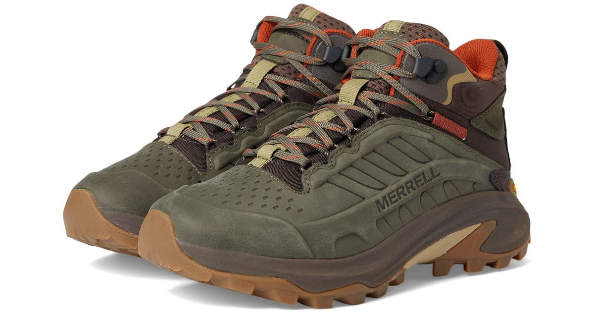 Merrell Moab Speed 2 Leather Mid Waterproof Hiking Shoe in Green for ...
