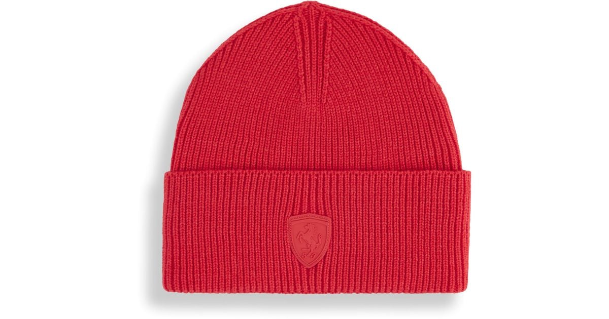 PUMA Standard Scuderia Ferrari Race Pro Mid Crown Beanie in Red | Lyst UK