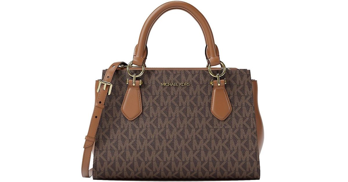 Michael Kors Marilyn Small Signature Logo Messenger Bag in Brown | Lyst UK