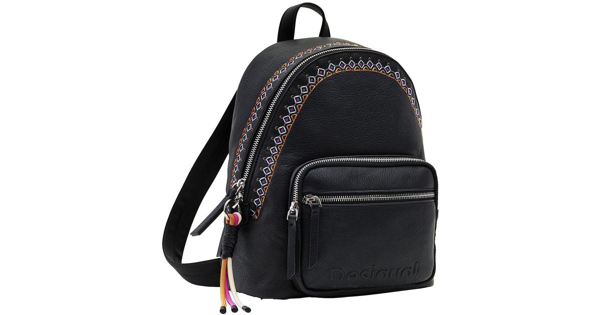 Desigual Small Embroidered Backpack in Black | Lyst