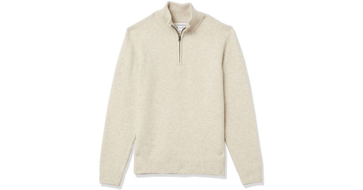 Amazon Essentials Long-sleeve Quarter-zip Jumper in White for Men | Lyst UK