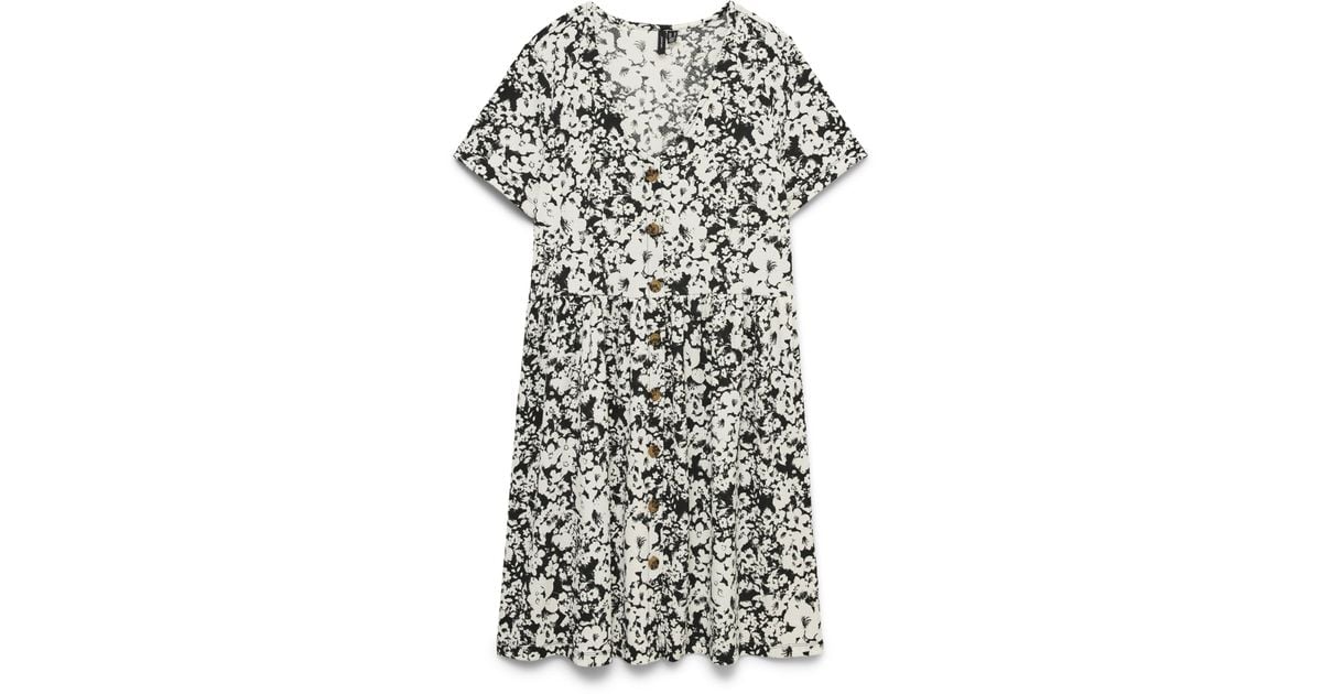 Vero Moda Vmgelina S/s Button Dress Jrs Exp in White | Lyst UK