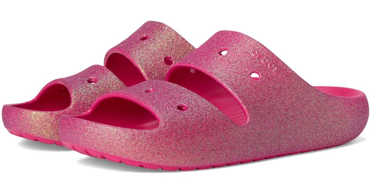 Crocs™ S Classic Iridescent Glitter Sandals in Pink | Lyst