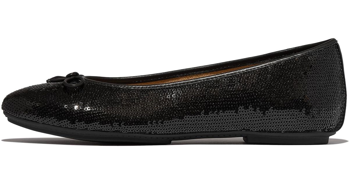 Fitflop Delicato Sequin Ballet Flats in Black | Lyst UK