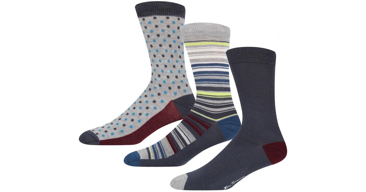 Ben Sherman S Flonne 3 Pack Socks Blue/stripe/spt 7-11 for Men | Lyst UK