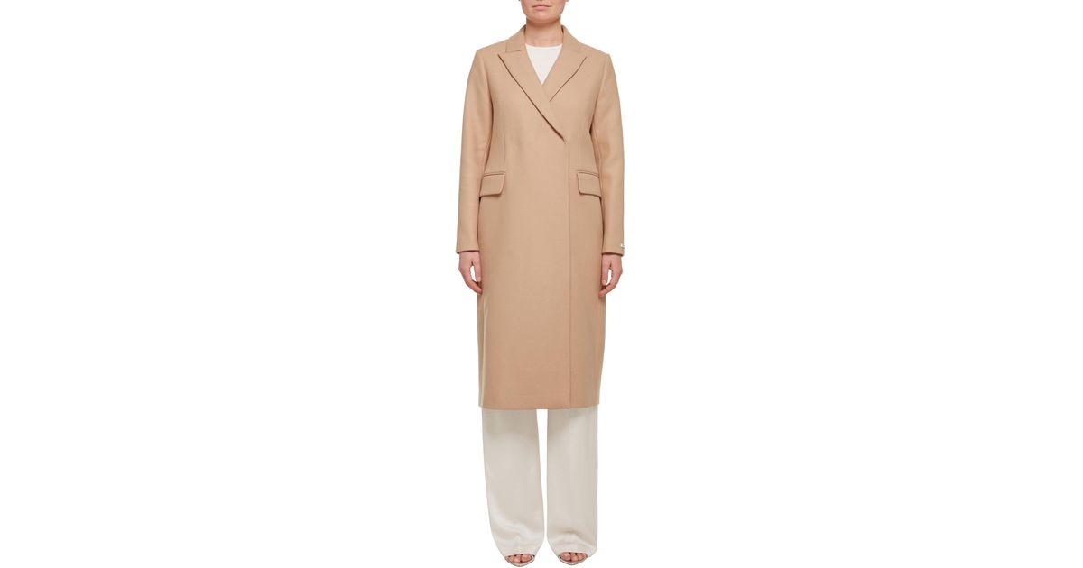Ted Baker S Wmo-ramiz-midi Double Breasted Faced Wool Coat in Natural ...