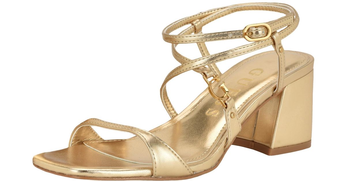 Guess Galeon Heeled Sandal in Natural | Lyst
