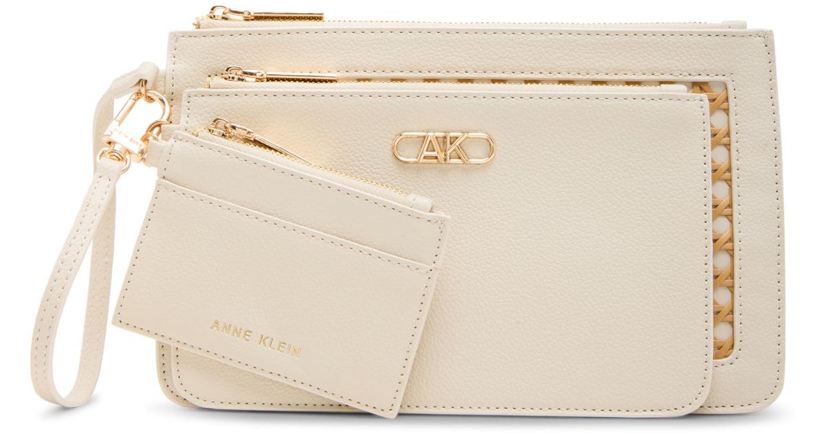 Anne Klein S Caning Trio Pouch Set in Natural | Lyst