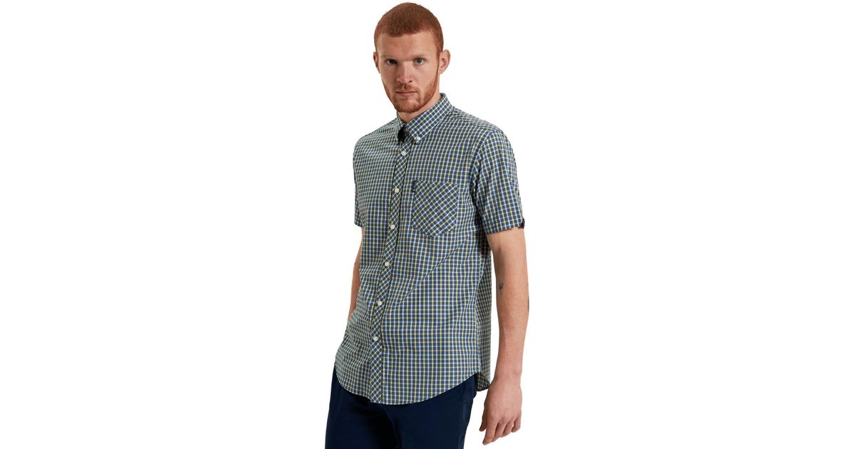 Ben Sherman Signature House Check Short Sleeve Shirt For In Corn in ...