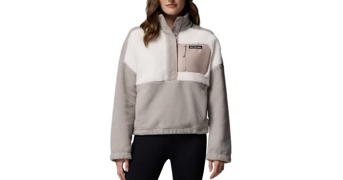 Columbia Long Sleeve Cropped Fleece Pullover in Grey | Lyst UK