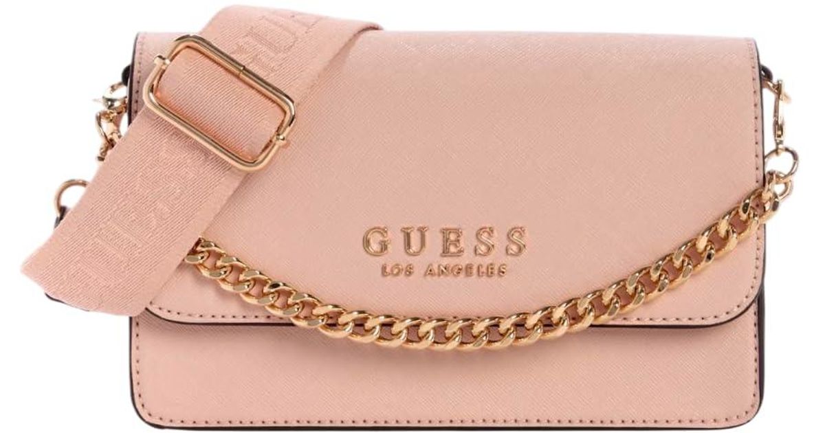 Guess Factory Indira Fold-over Mini Crossbody in Pink | Lyst UK