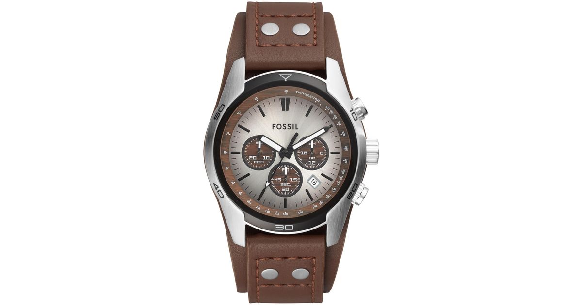 Fossil Coachman Quartz Stainless Steel And Leather Chronograph Watch in ...