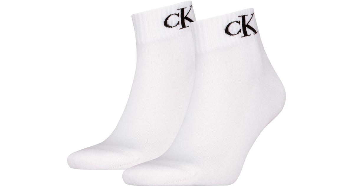 Calvin Klein Socks Quarter 2p Monogram in White for Men | Lyst UK