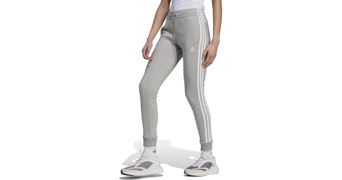 adidas Essentials 3-stripes Fleece Pants in Grey | Lyst UK