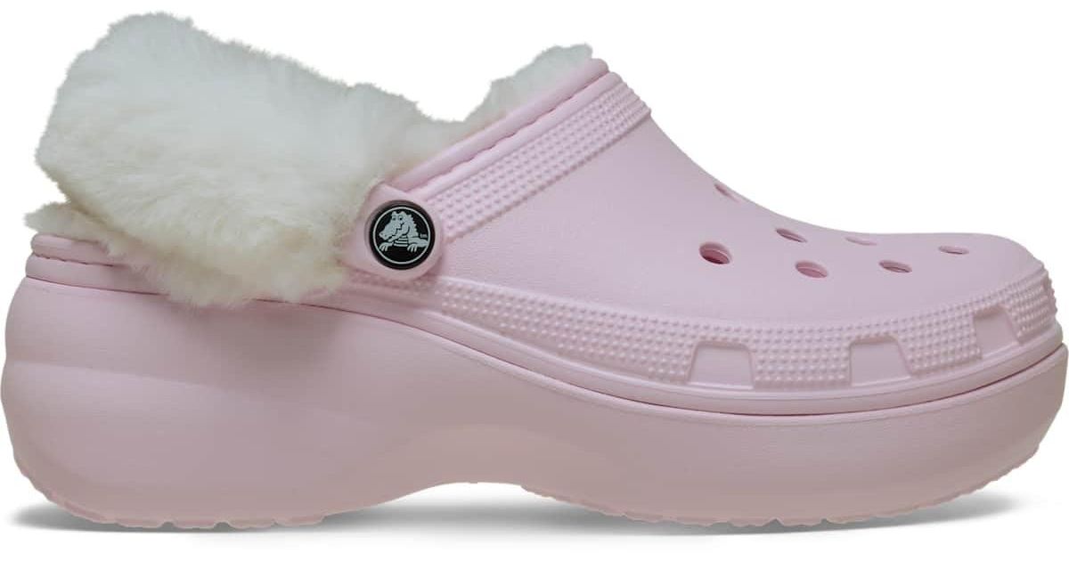 Crocs™ Classic Platform Fuzz Lined Clog Pink Milk Size 5 Uk in Purple ...