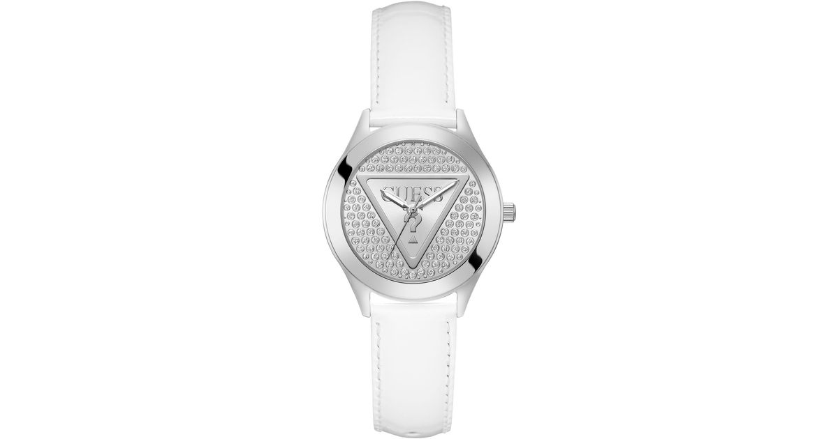 Guess Glitz Classic Analogue Watch With Plate 34 Mm Case White/silver ...